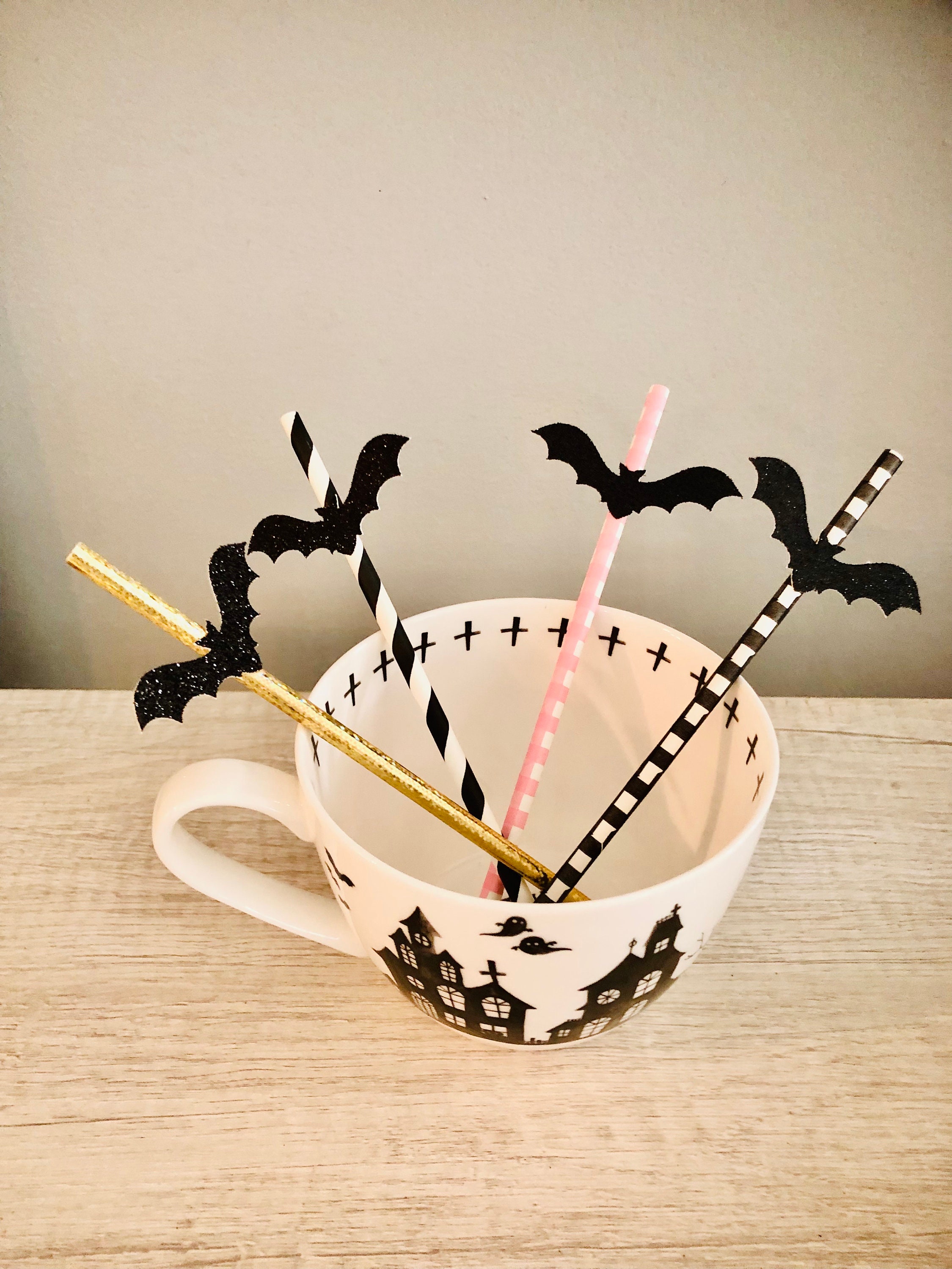 Bat Paper Straws/bat Halloween Straws/halloween Party Decoration/bat ...