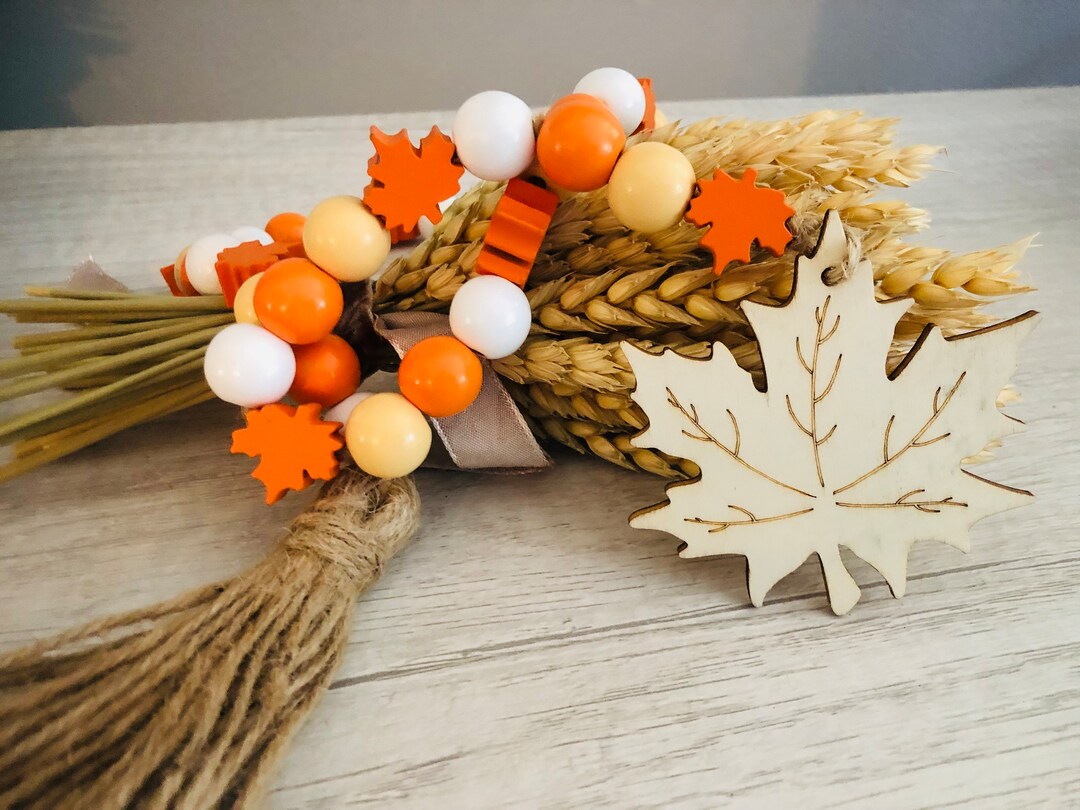 Fall Garland/wood Bead Garland/farmhouse Fall Wood Bead Garland/tiered ...