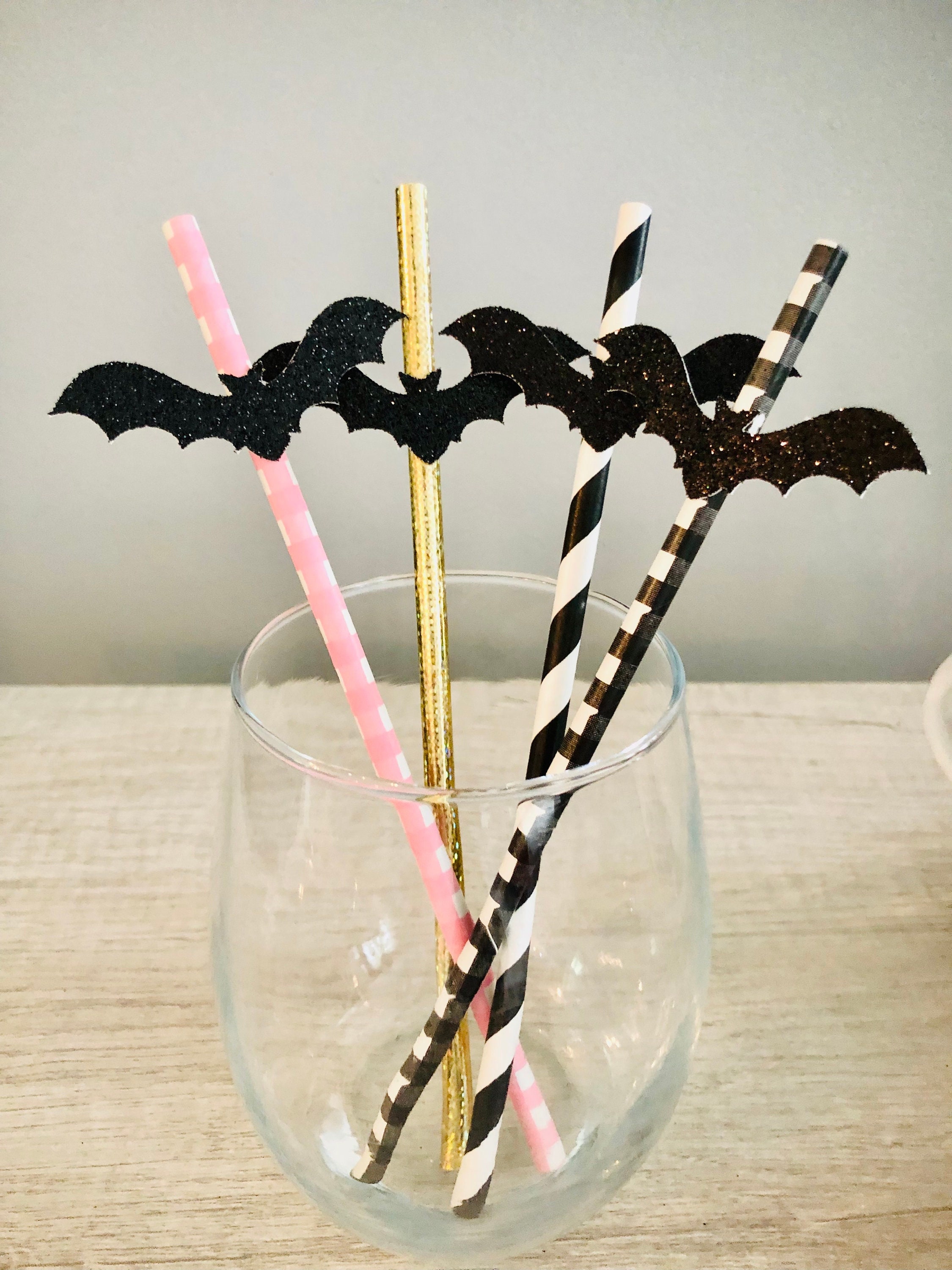 Bat Paper Straws/bat Halloween Straws/halloween Party Decoration/bat ...
