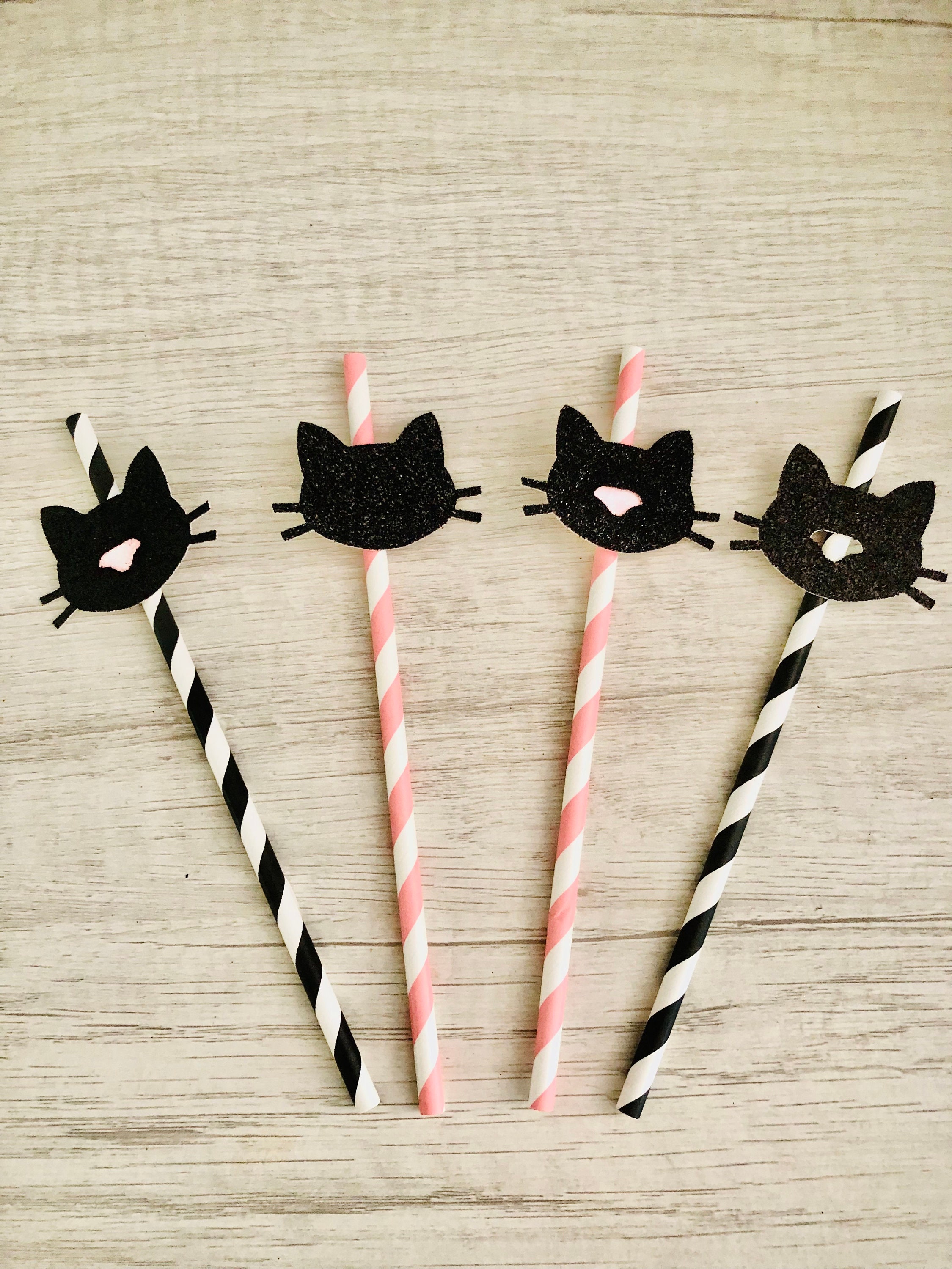 Cat Straws/black Cat Straws/kitty Party/kitty Birthday Party/halloween ...
