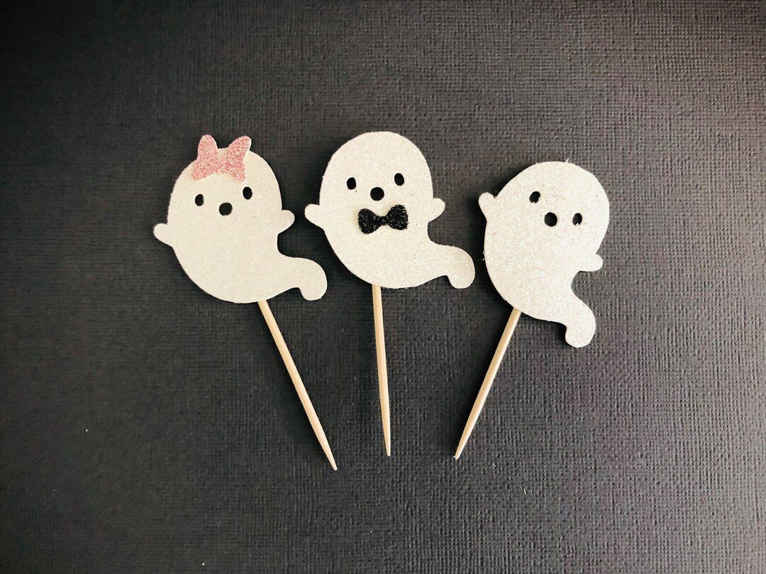 Girly Ghost Cupcake Topper/set of 12/boy Ghost Cupcake Topper/halloween ...