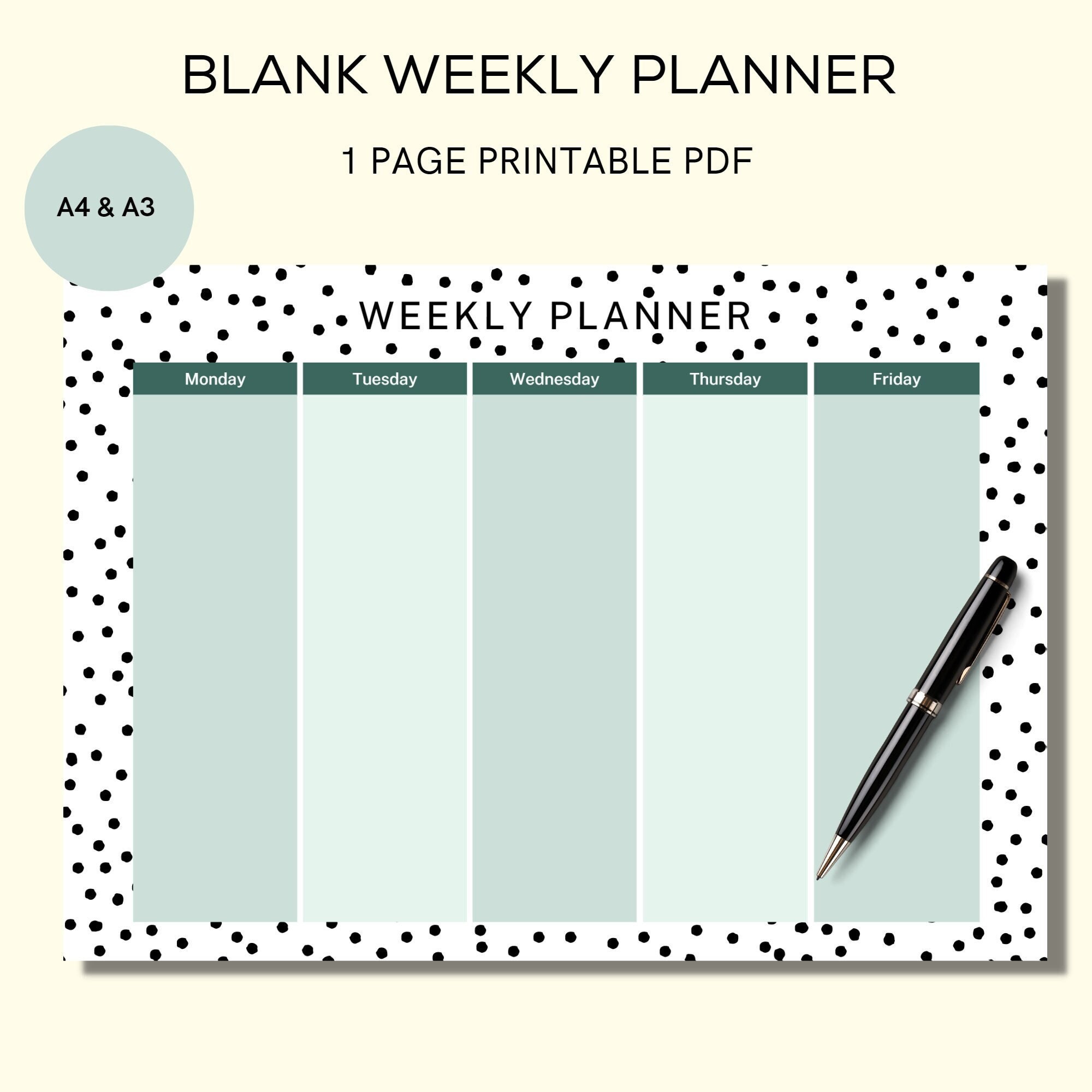 Weekly Planner Printable Landscape / Desk Planner, Daily Planner ...