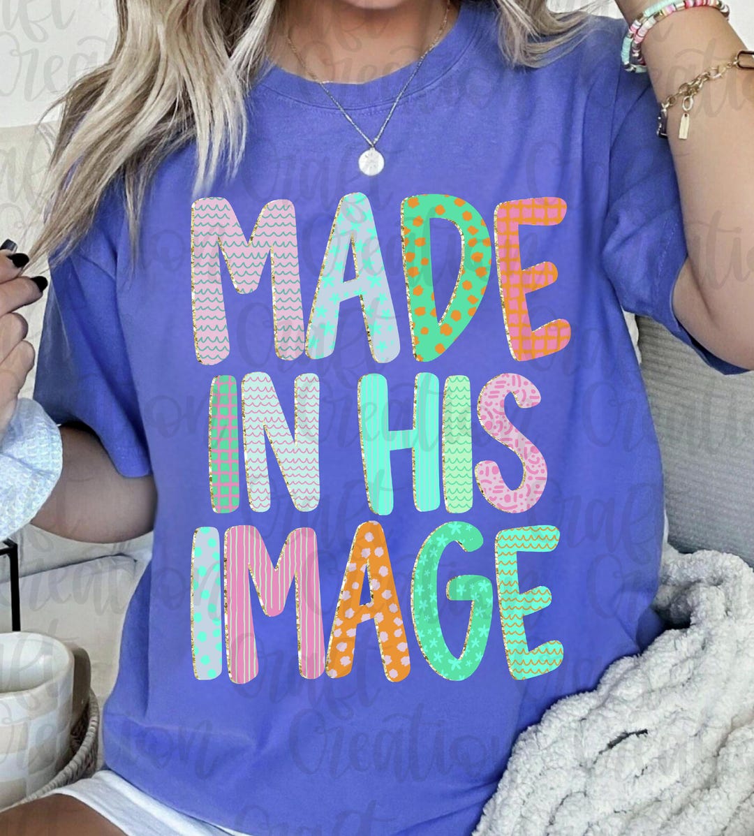 Made in His Image PNG: Christian Colorful (digital Download) Preppy ...