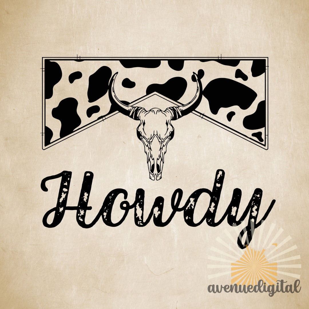 Howdy PNG Sublimation, Western Bull Digital Design Download, Western ...