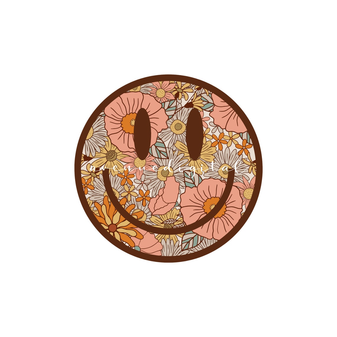 Floral Retro Smiley Face PNG Happy Face Groovy Shirt - Etsy