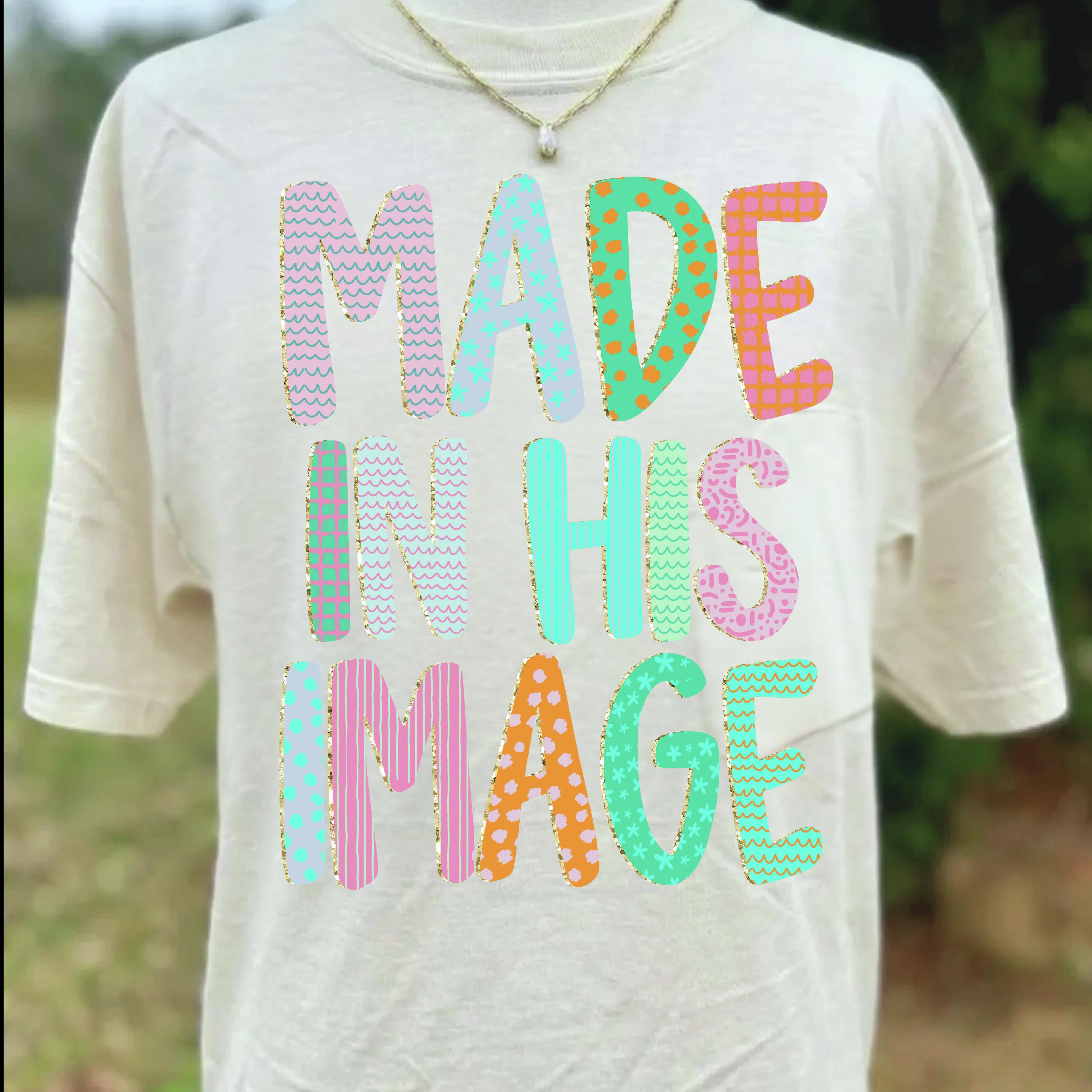 Made in His Image PNG: Christian Colorful (digital Download) Preppy ...