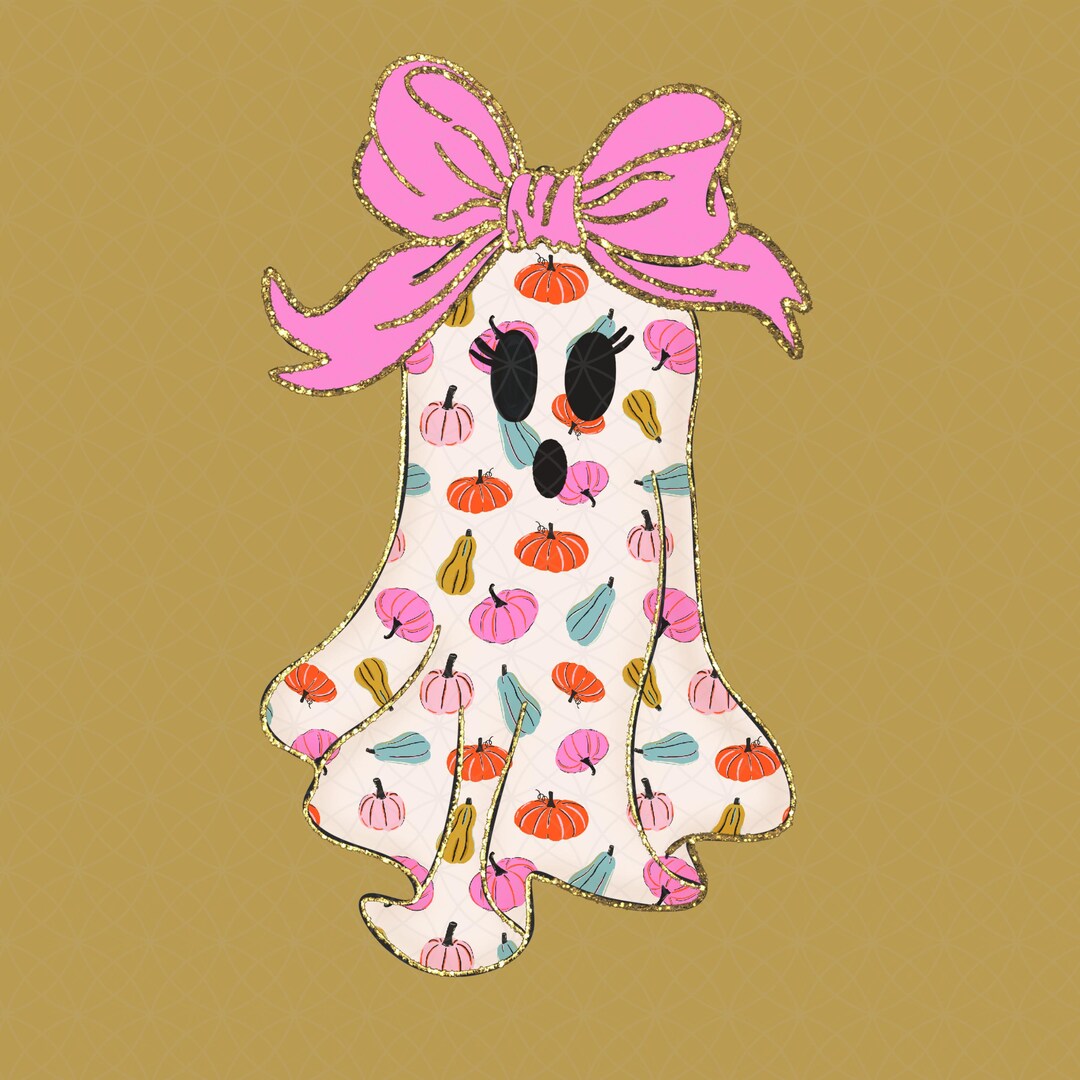 Preppy Ghost Coquette PNG, Pumpkin Ghost PNG, Fall Png, Preppy ...