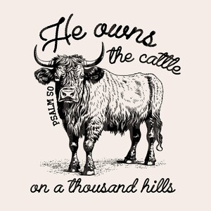 He Owns the Cattle on a Thousand Hills Png, Psalm 50, Christian Western ...