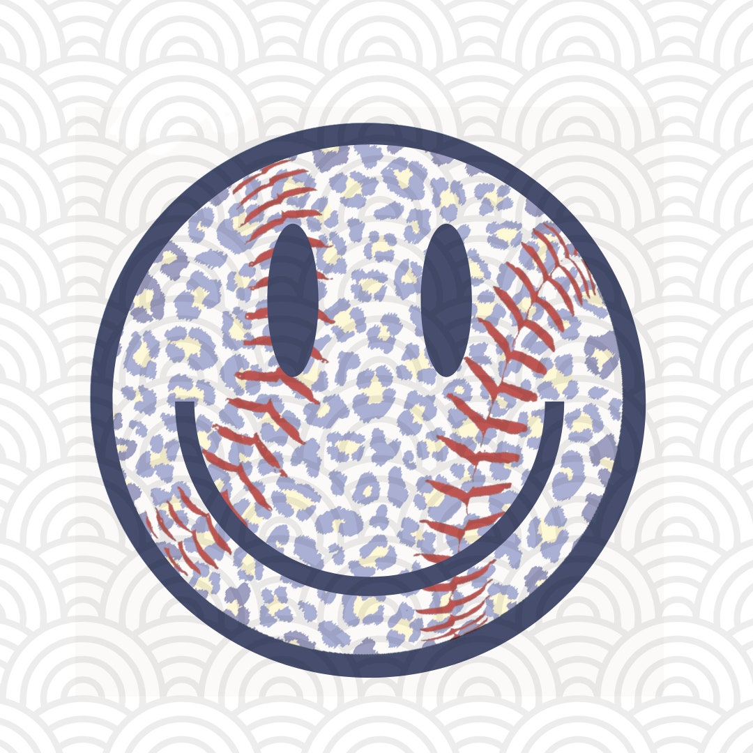 Retro Leopard Baseball Smile Face PNG Retro Sublimation Design Smile ...