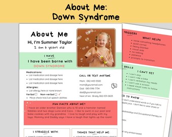 All About Me Printable Special Needs ASD ADHD One Page - Etsy