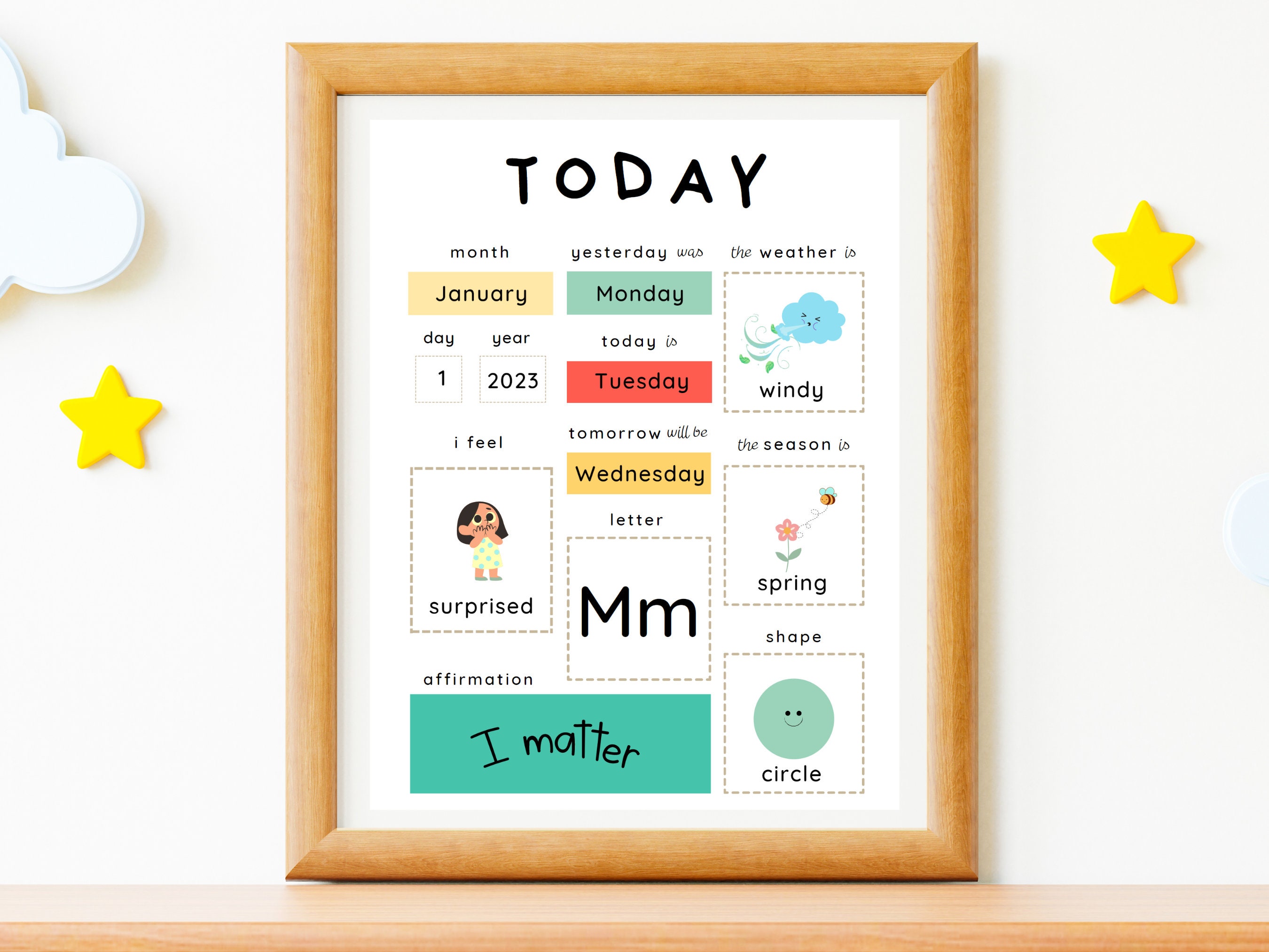 Daily Morning Board Circle Time Calendar Weather Seasons Affirmations ...