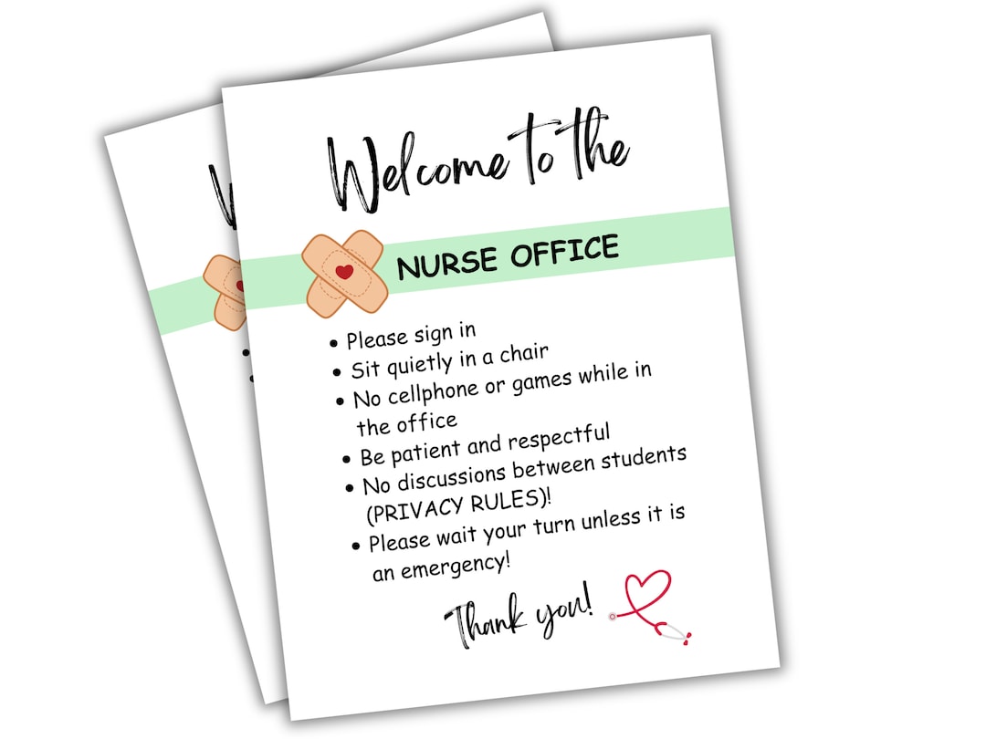 WELCOME to the SCHOOL NURSE Office Poster, School Clinic Health Prints ...