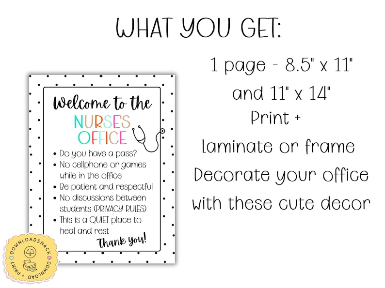 WELCOME to the SCHOOL NURSE Office Poster, Do You Have a Pass, Clinic ...