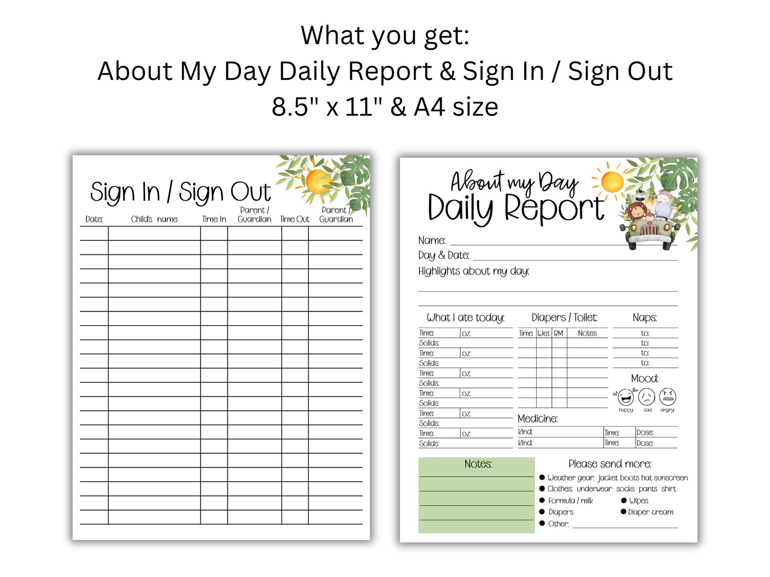 Daily Report All About My Day, Daily Log for Daycare, Preschool, Nanny ...