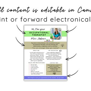 Meet the School Occupational Therapist Letter Printable Back to School ...