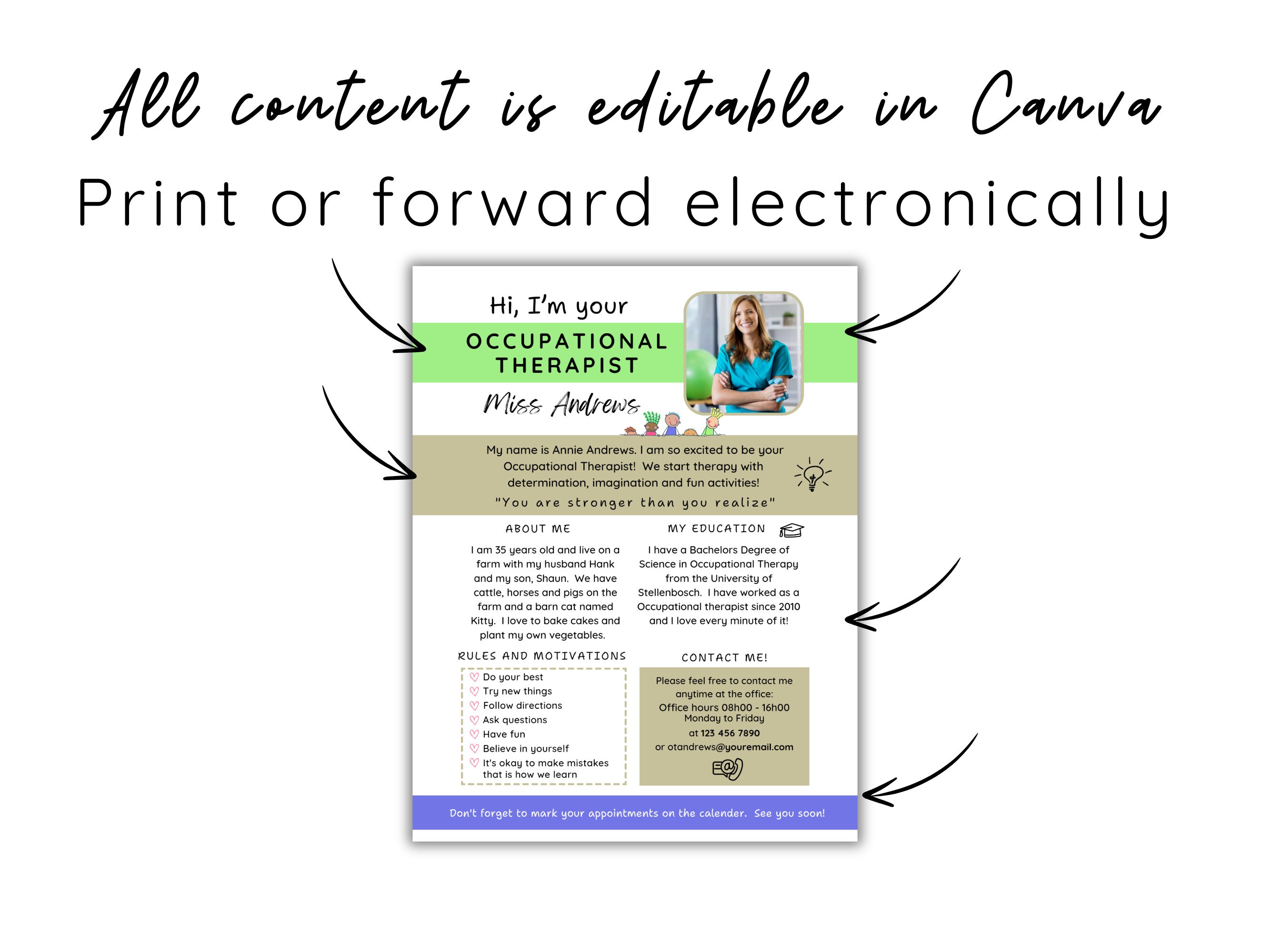 Meet the School Occupational Therapist Letter Printable Back to School ...