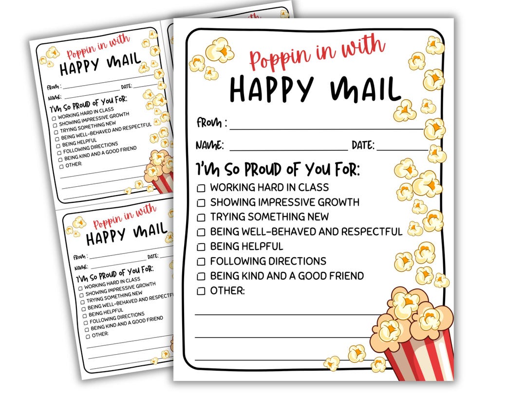 HAPPY Mail Note Home, Poppin in With Teacher Mail, Note From the ...