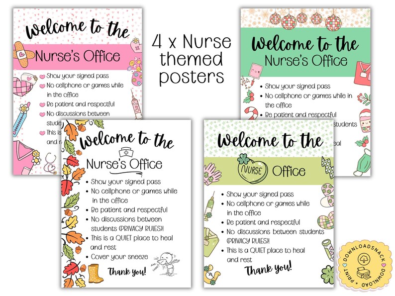 WELCOME to the SCHOOL NURSE Office Poster, Do You Have a Pass, Clinic ...