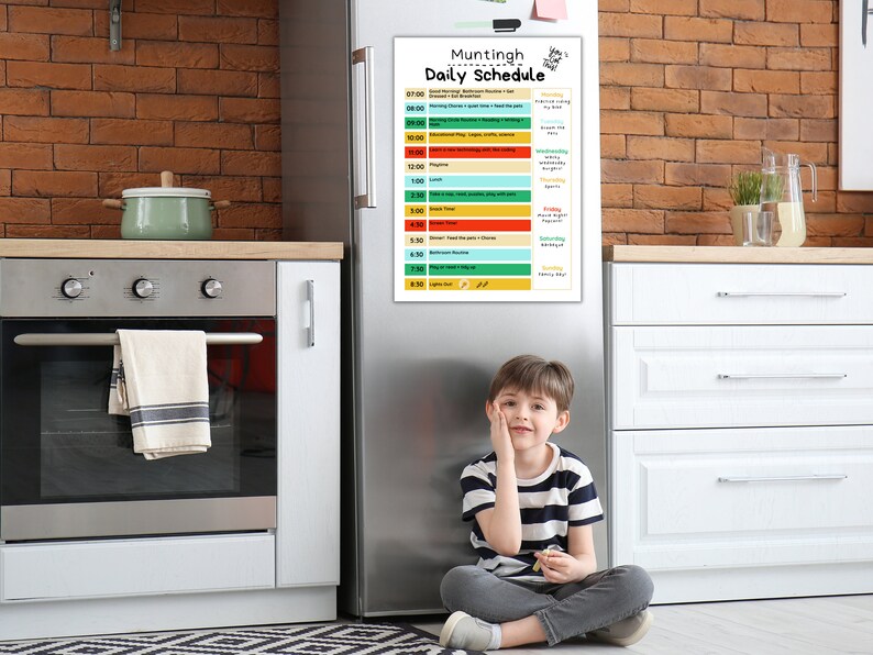 Daily Schedule for Kids, Daily Routine, Editable Template in CANVA, Chore Chart for Children ...