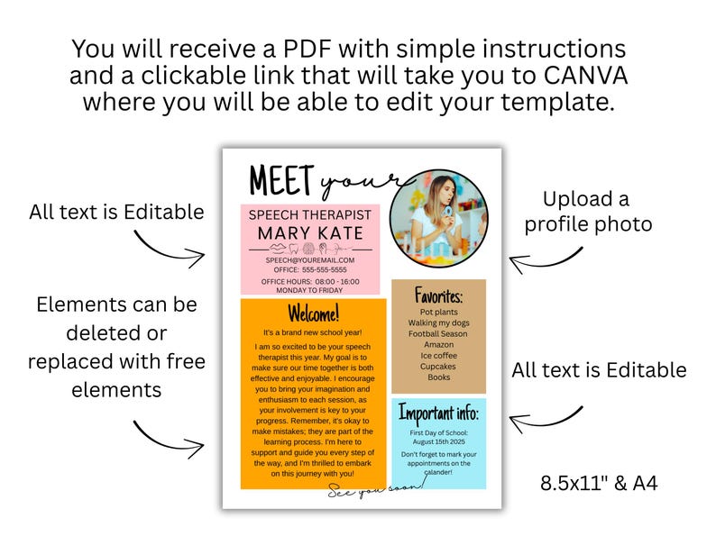 Meet the Speech Language Therapist SLP Letter, Printable Back to School ...