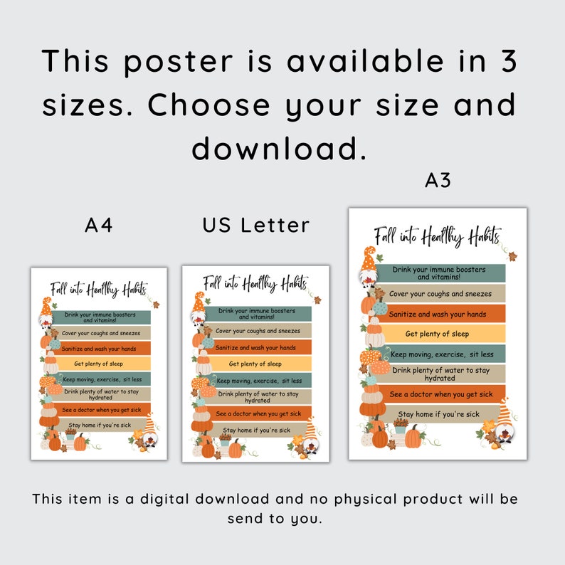 Healthy Habits Poster Décor, Seasonal Fall Display, School Nurse Door ...