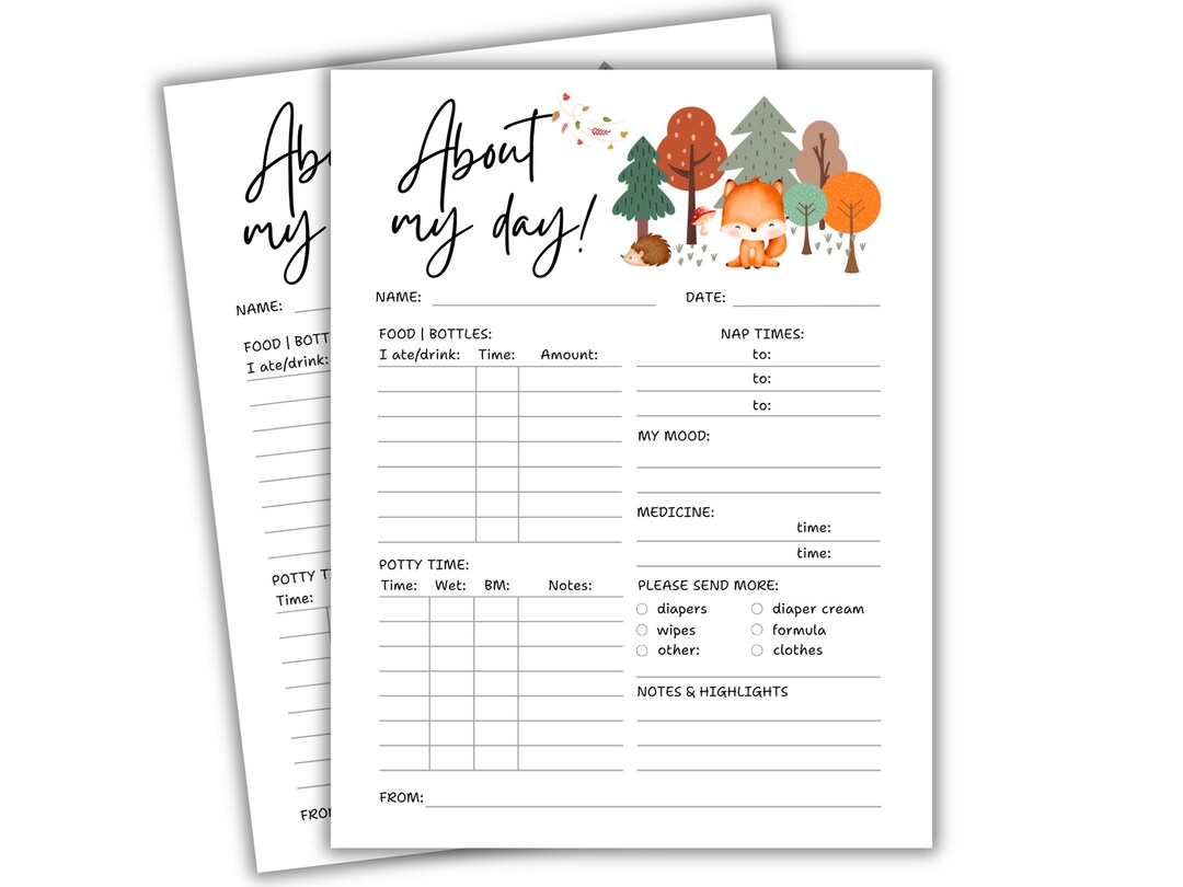 Daycare Report Mail, All About My Day, Woodlands, Daycare Report Mail ...