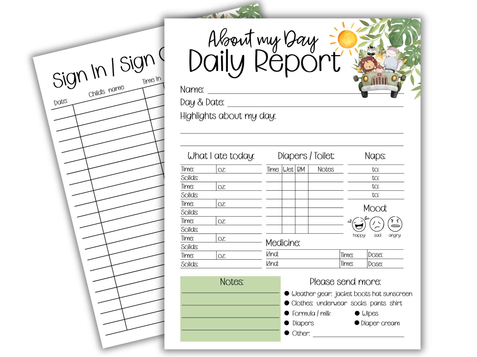 Daily Report All About My Day, Daily Log for Daycare, Preschool, Nanny ...