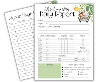 Daily Report All About My Day, Daily Log for Daycare, Preschool, Nanny ...