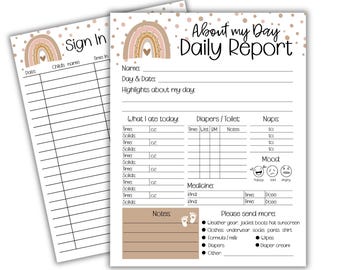 Daily Report All About My Day, Daily Log for Daycare, Preschool, Nanny ...