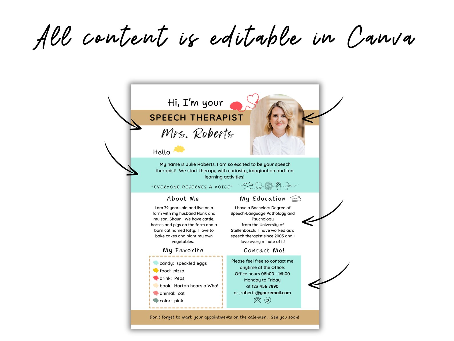 Meet the Speech Language Therapist SLP Letter, Printable Back to School ...