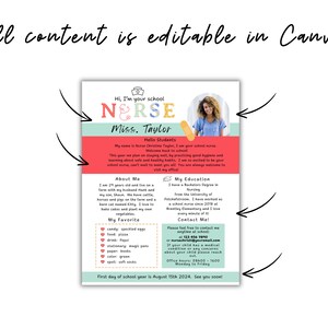 Meet the School Nurse Letter Printable Back to School Note Editable ...