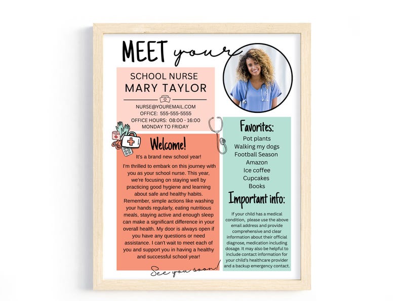 Meet the School Nurse Letter Printable Back to School Note Editable ...