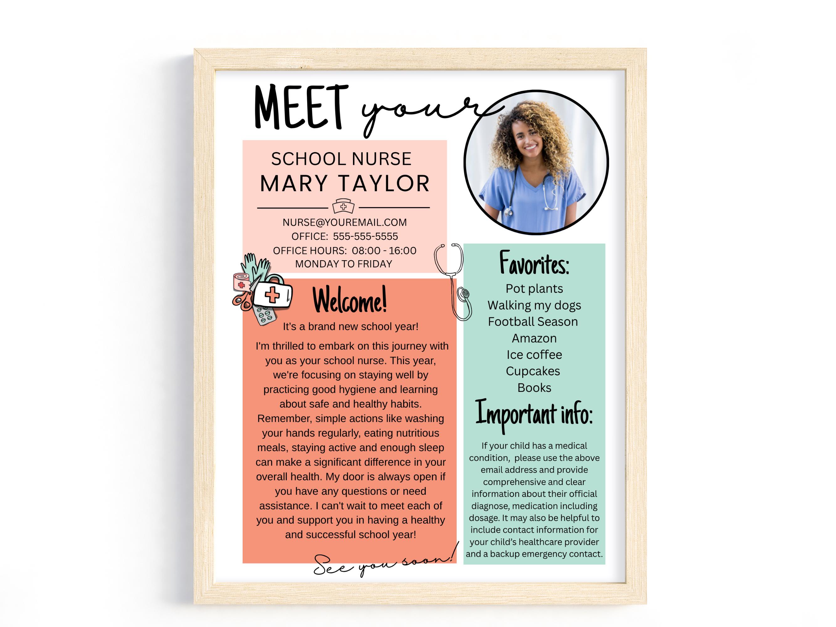 Meet the School Nurse Letter Printable Back to School Note Editable ...