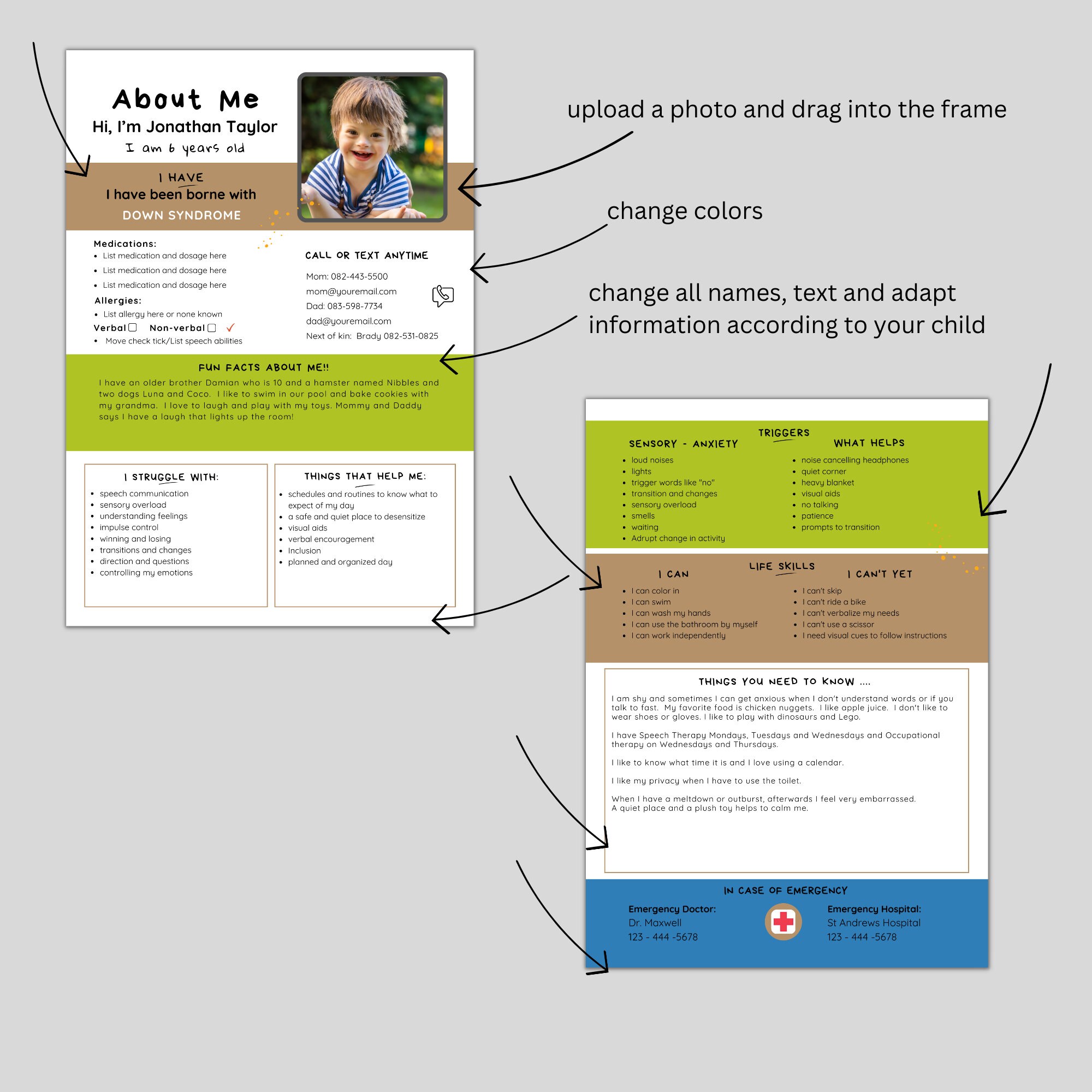 All About Me Down Syndrome, SPECIAL NEEDS Page, Back to School ...