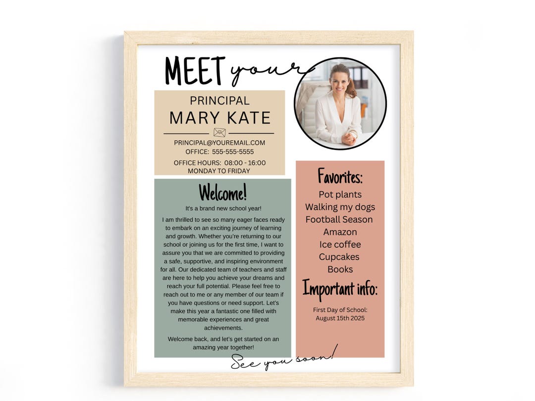 Editable Meet the Principal Newsletter Template: Welcome Back to School ...