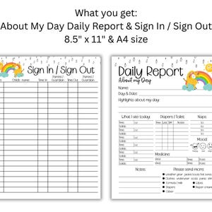 Daily Report All About My Day, Daily Log for Daycare, Preschool, Nanny ...