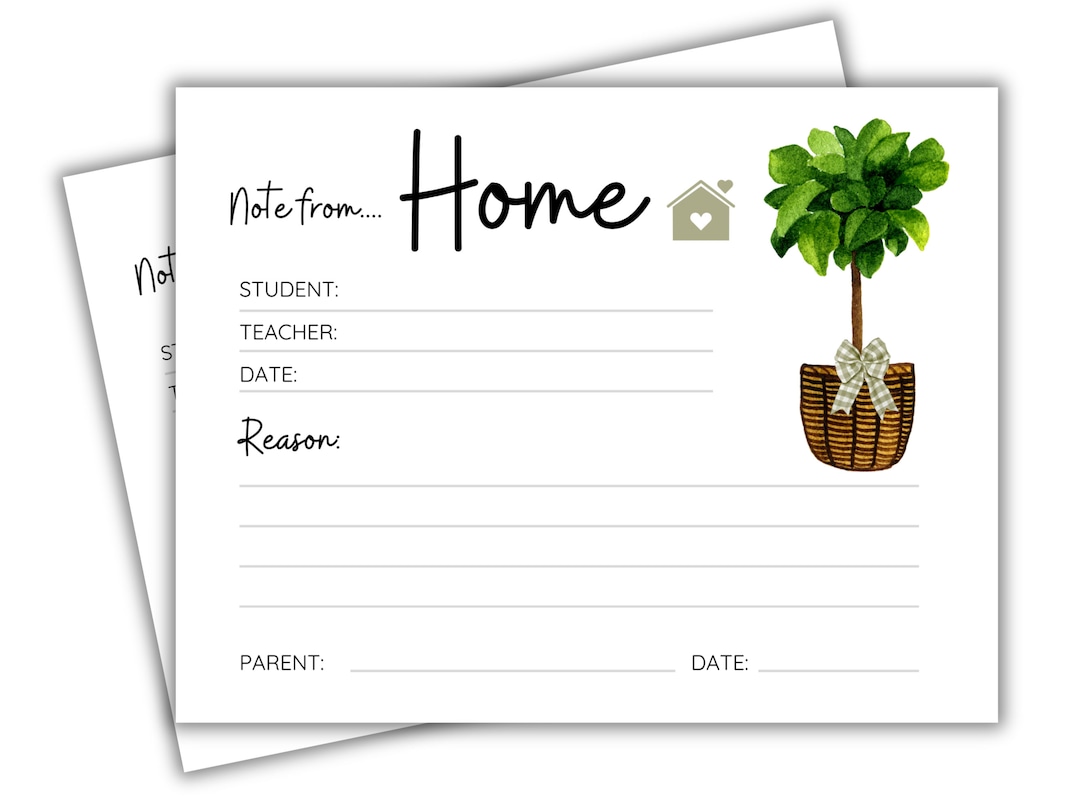 Note From Home to School, Parent Note for Teacher, Parent Communication ...