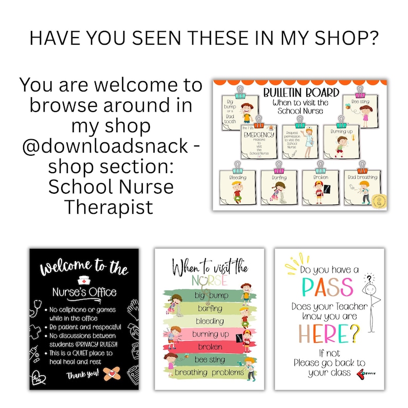 When to Visit the SCHOOL NURSE 7 B's Office Posters, School Health ...