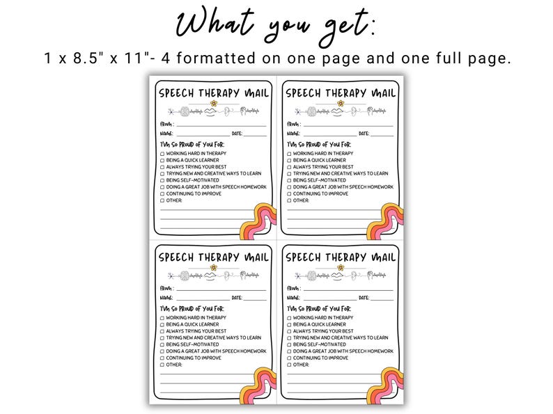 Speech Therapist Mail, Positive Praise, Speech Therapy Note, Speech ...