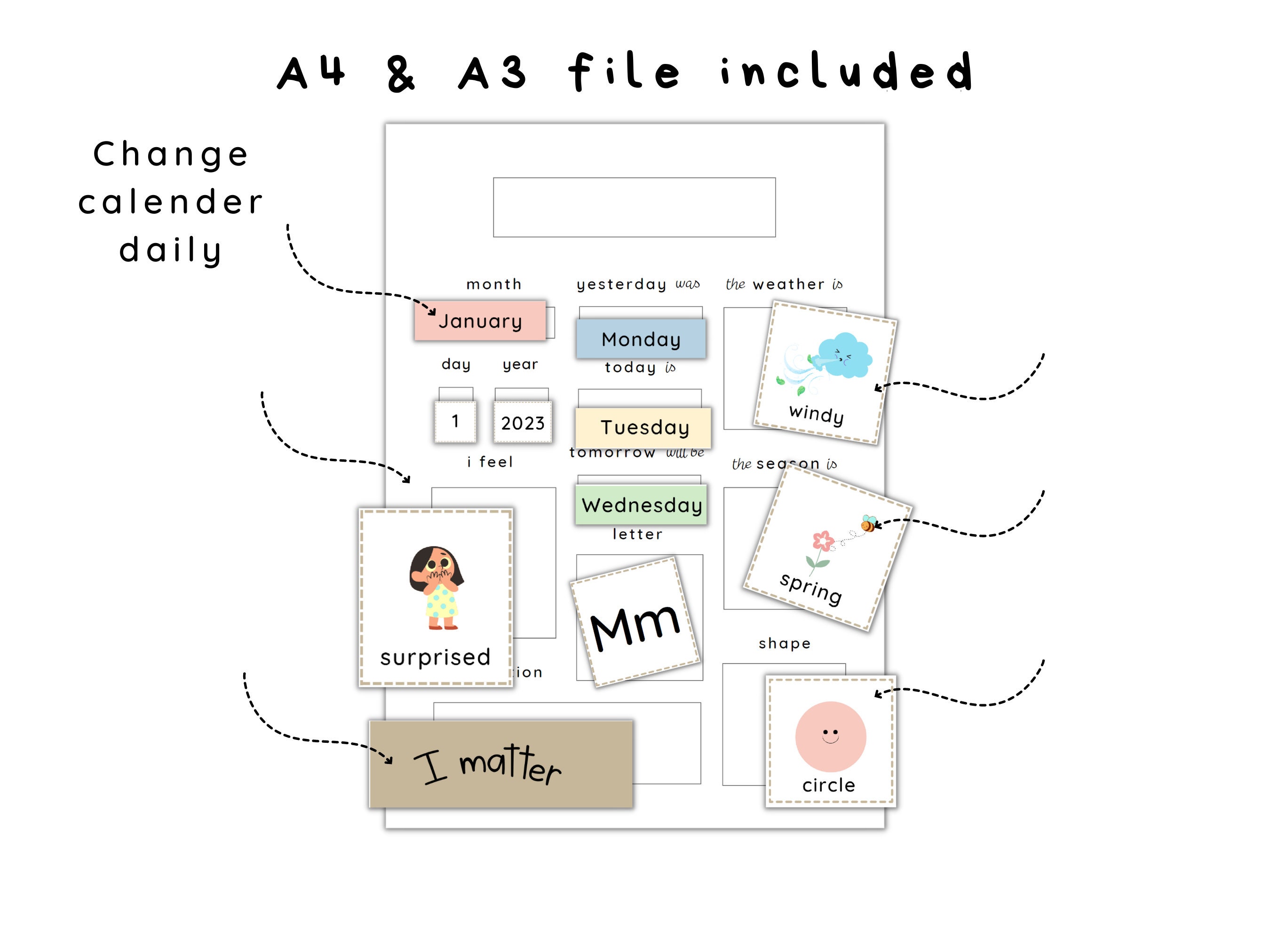 Daily Morning Board Circle Time Calendar Weather Seasons Affirmations ...