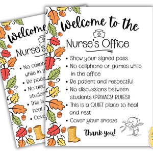 WELCOME to the SCHOOL NURSE Office Poster, Do You Have a Pass, Clinic ...