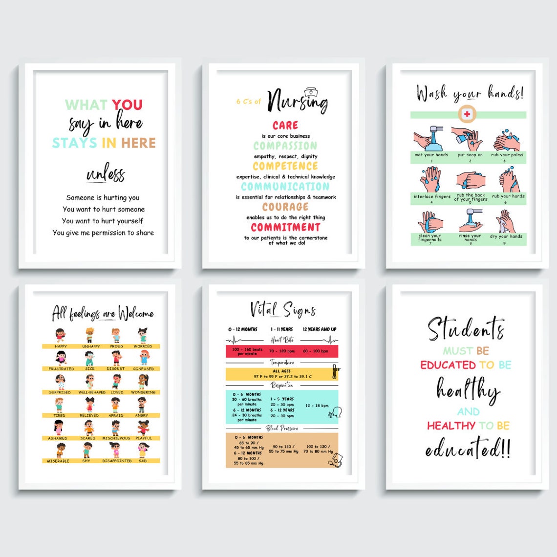 16 SCHOOL NURSE Office Posters, School Clinic Health Prints, Clinic ...