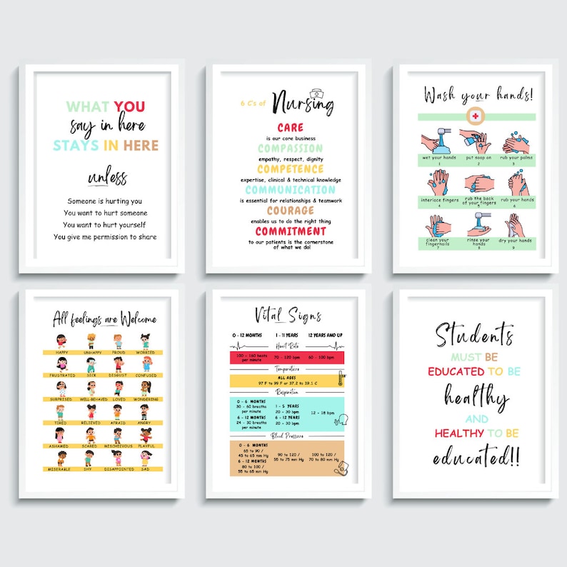 16 SCHOOL NURSE Office Posters, School Clinic Health Prints, Clinic ...