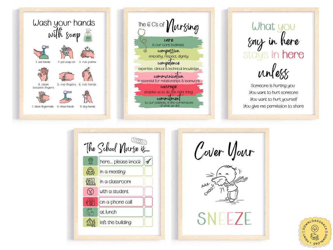 SCHOOL NURSE Office Posters 17, School Clinic Health Prints, Clinic ...