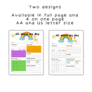 All About My Day, Daycare Report Mail, Daycare Daily Log, Potty Log ...