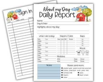 Daily Report All About My Day, Daily Log for Daycare, Preschool, Nanny ...