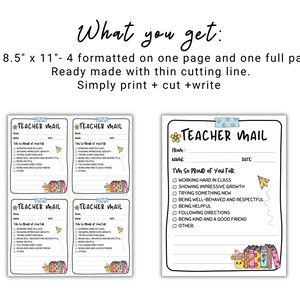 Teacher Mail Note Home, Note From the Teacher, Communication Card ...