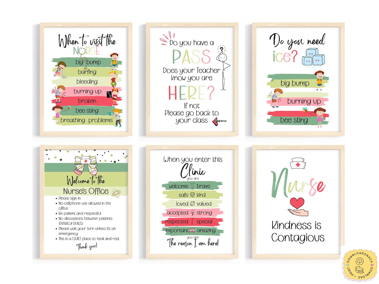 SCHOOL NURSE Office Posters 17, School Clinic Health Prints, Clinic ...