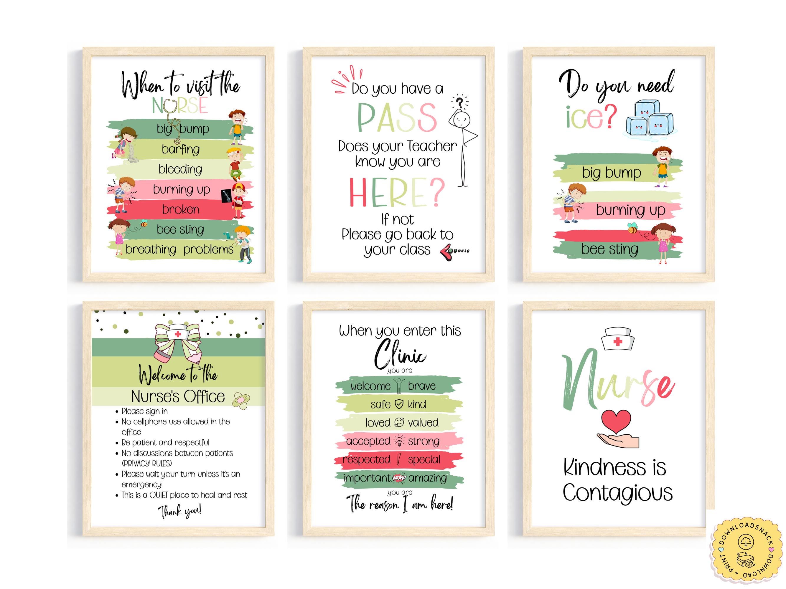 SCHOOL NURSE Office Posters 17, School Clinic Health Prints, Clinic ...