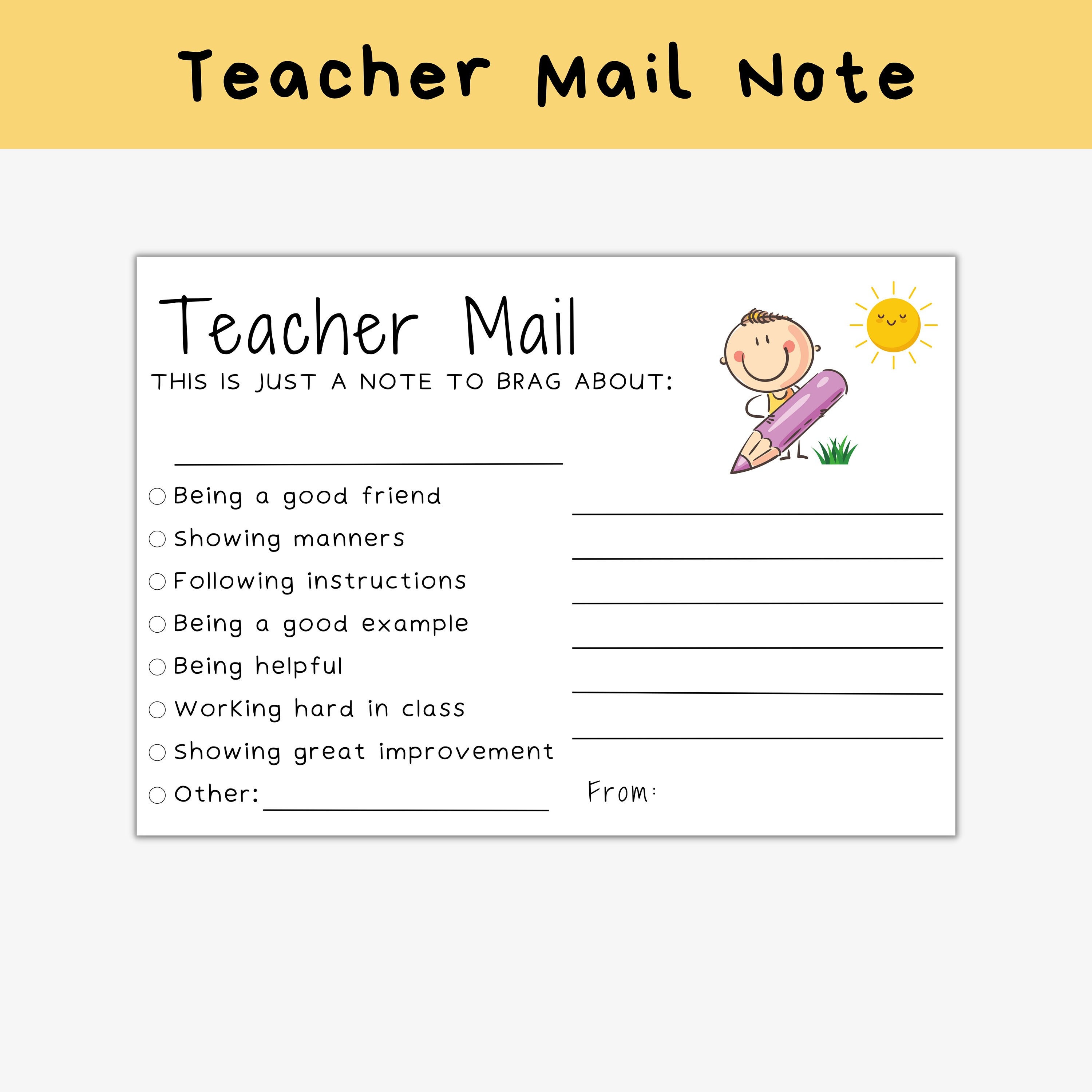 Teacher Mail Note Home, Note From the Teacher, Teacher Mail, Teacher ...